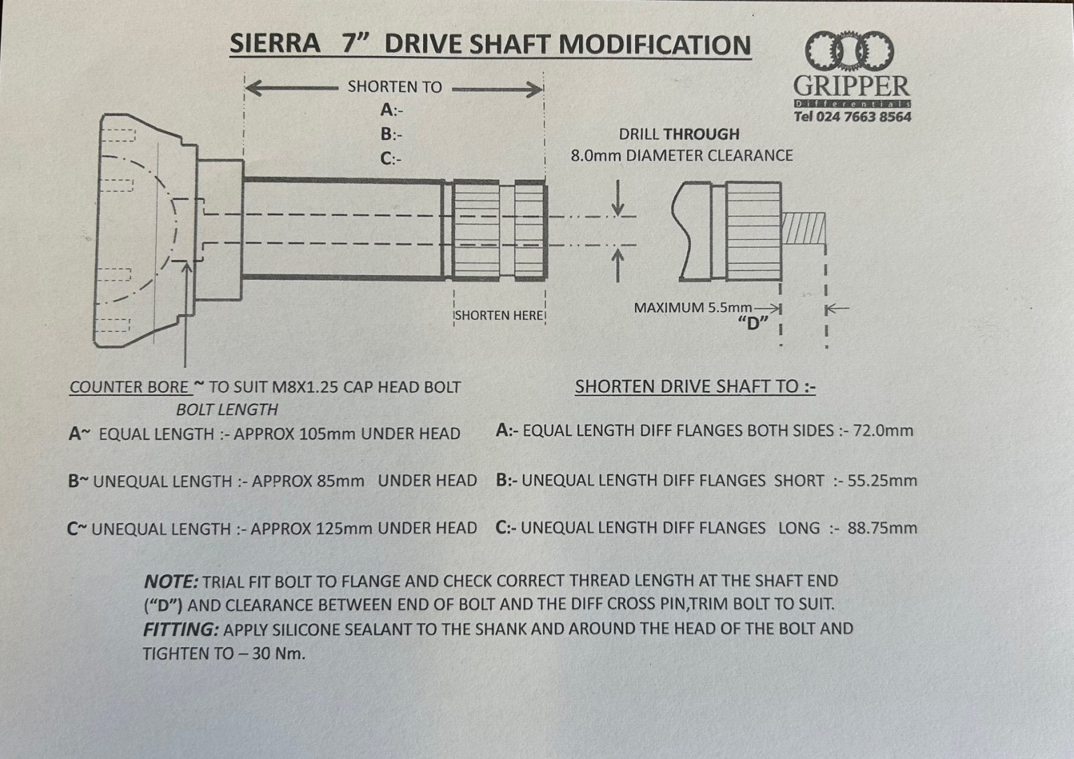 FORD, SIERRA 7 inch - Gripper LSD